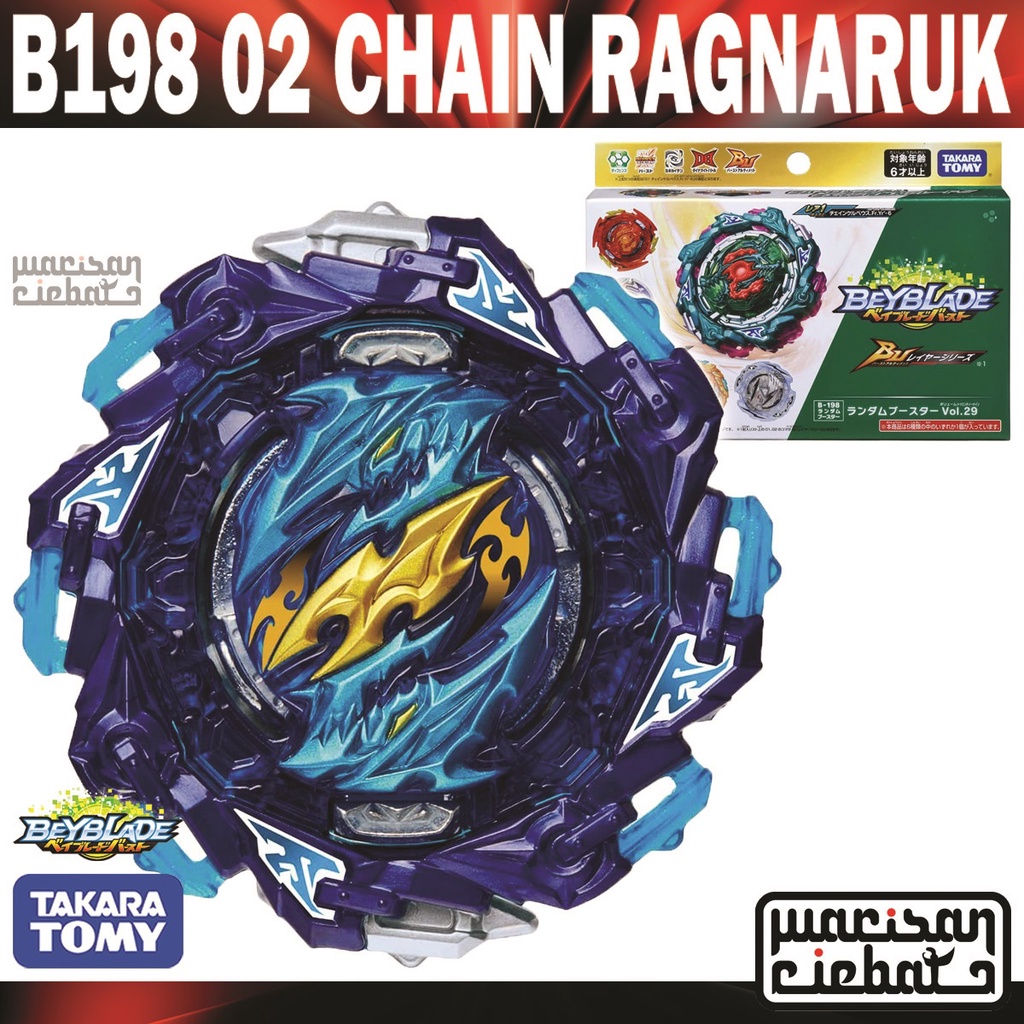 Takara Tomy Beyblade Burst BU B-198 02 Chain Ragnaruk Tapered Accel'-10 ...