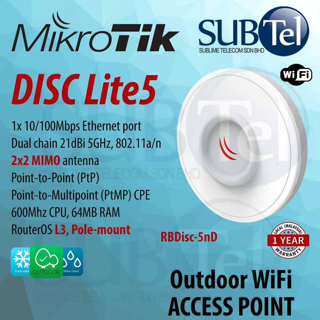 Mikrotik RBDisc-5nD DISC Lite5 5GHz Outdoor WiFi AP Access Point PTP ...