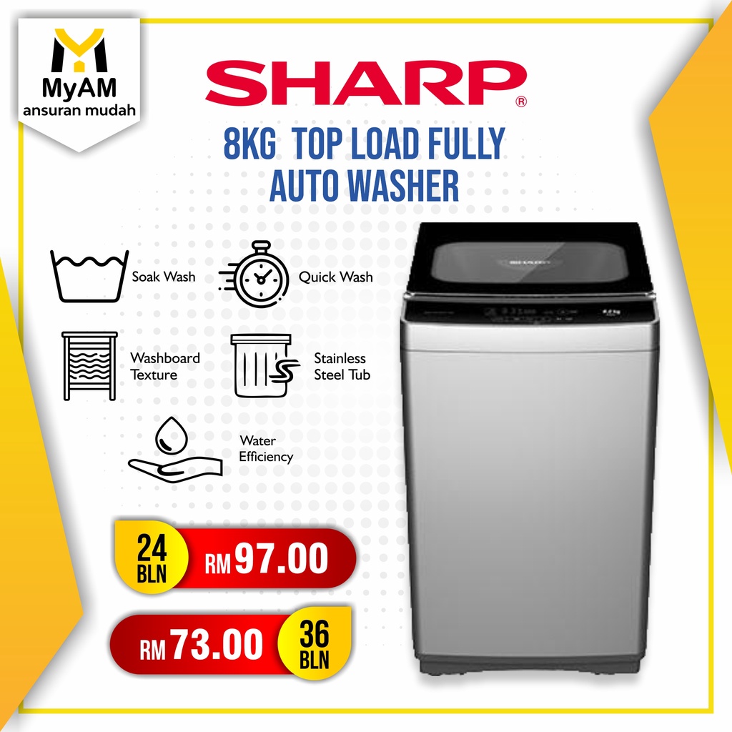 [Mesin Basuh] Ansuran Mudah Sharp 8KG Top Load Auto Washing Machine ...