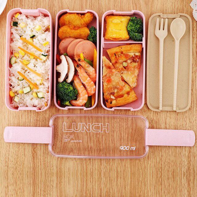 3-storey Barley LUNCH BOX - LUNCH BOX 900ML (With Fork) | Shopee Malaysia