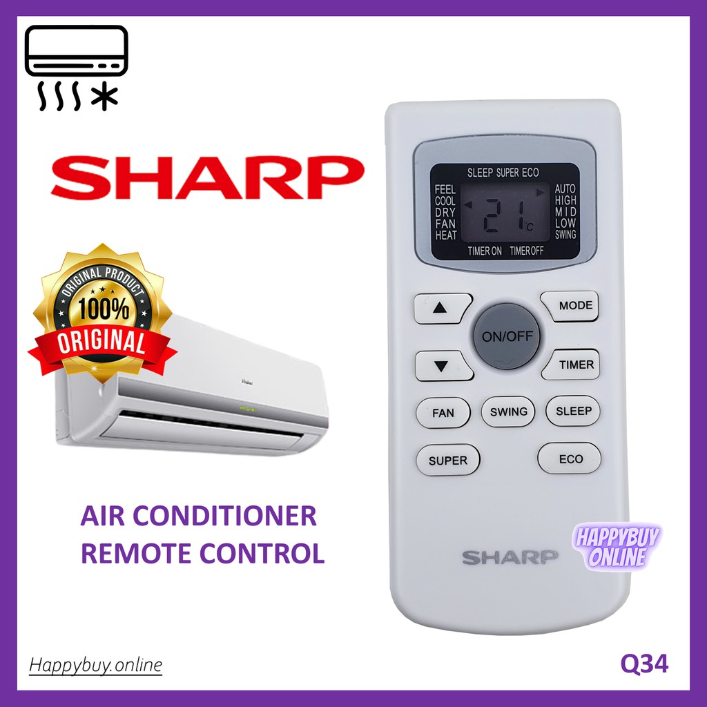 SHARP Air Conditioner Remote Control (Q34) Sharp Original Aircond ...