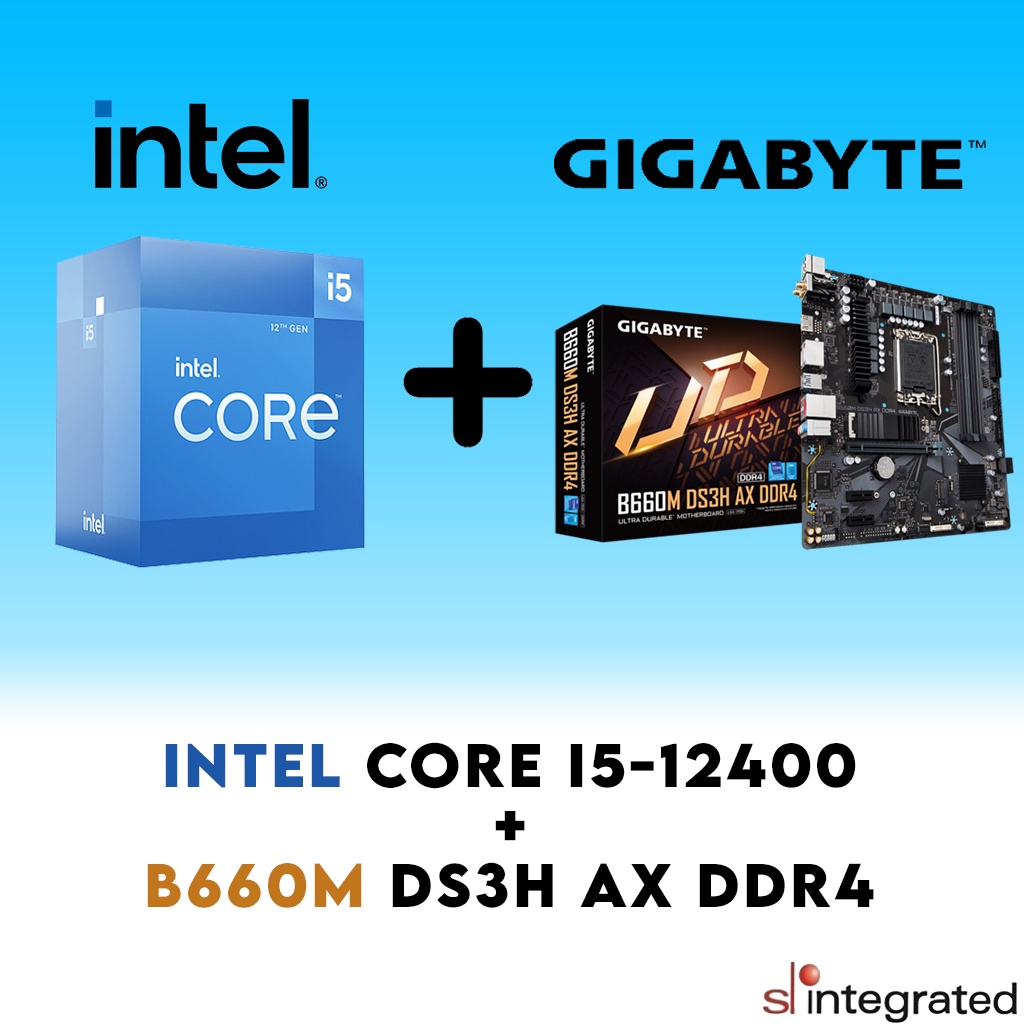 Intel Core i5-12400 + Gigabyte B660M DS3H AX DDR4 Motherboard Combo ...