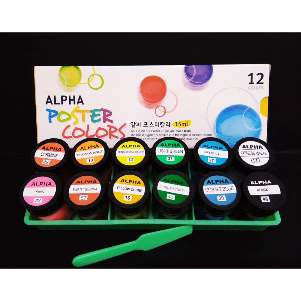 Alpha Poster Colors Set Of 12col / 15ml | Shopee Malaysia