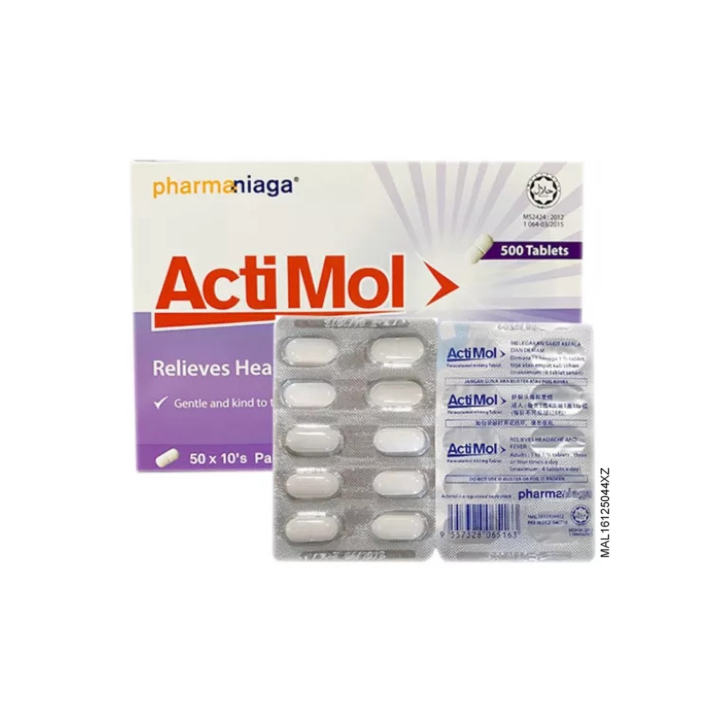 Pharmaniaga Actimol Paracetamol 650mg (10'Sx50)One Strip 10'S | Shopee ...
