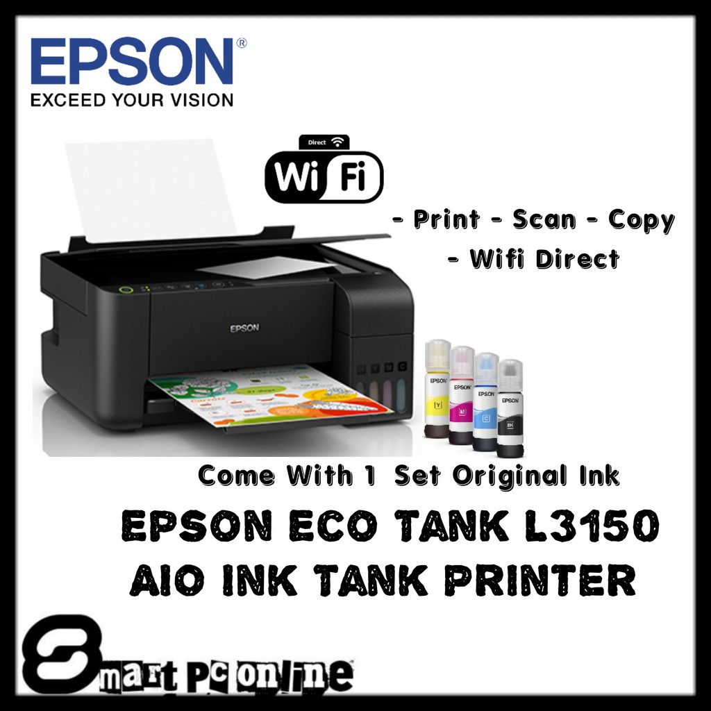 EPSON L3150 WiFi 3 in 1 Printer ( Print , Scan , Copy ) Original Refill ...