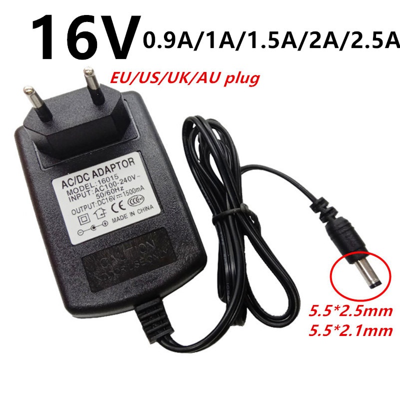 16V 16volt Universal ac dc power supply 0.9A 900mA 1A 1.5A 2A 2.5A ...