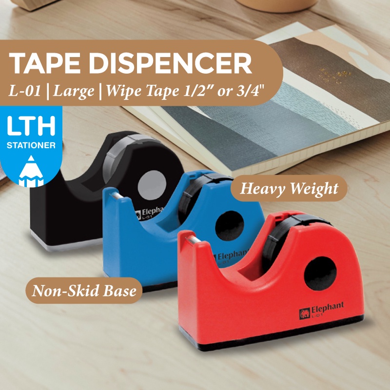 LTH Elephant Tape Dispenser L-01 Large Size Wide Tape 1/2" & 3/4" Non ...