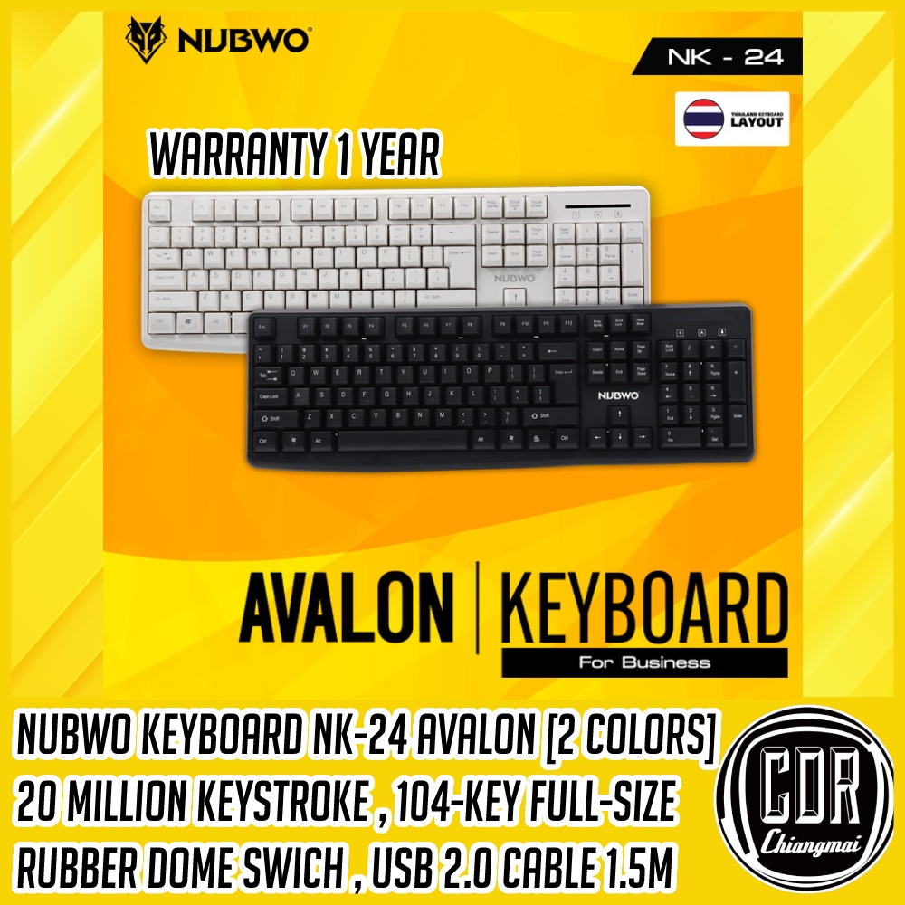 NUBWO KEYBOARD (KEYBOARD) AVALON NK-24 (BLACK WHITE) | Shopee Malaysia