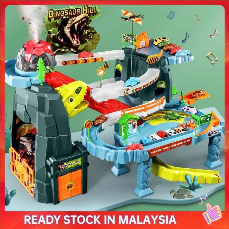 Multiple Layer Dinosaur Hill Car Track Road Race Parking Lot Toy ...