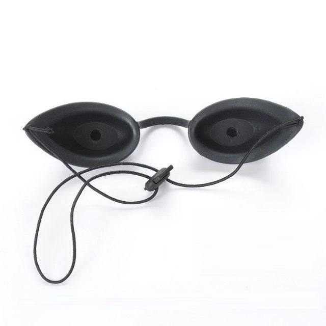 Black eye protection glasses used in light dome projection and laser ...