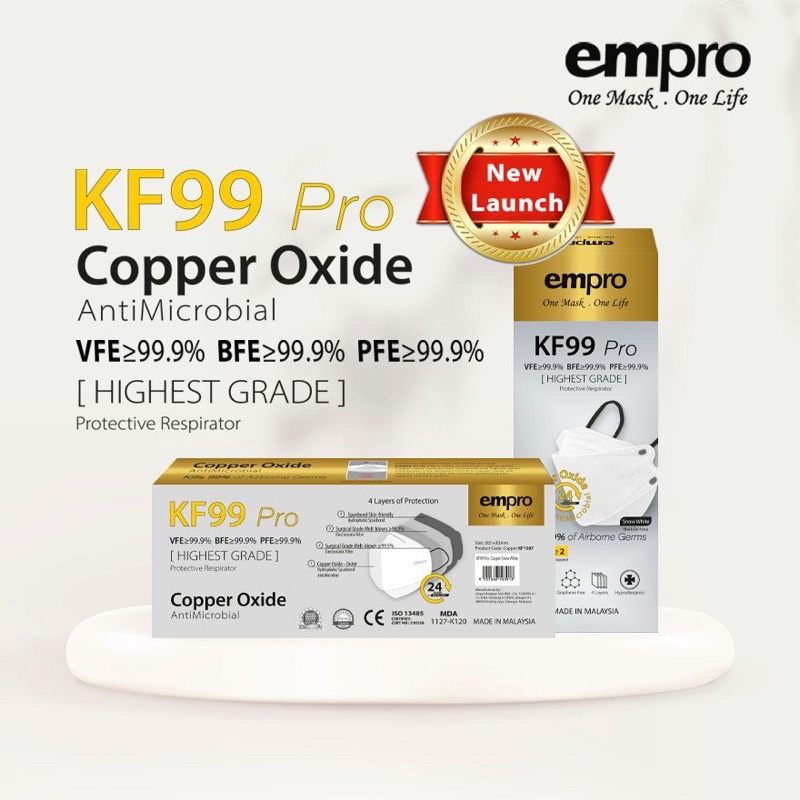EMPRO RESPIRATOR KF99 PRO COPPER OXIDE ANTIMICROBIAL FACE MASK VFE/BFE ...