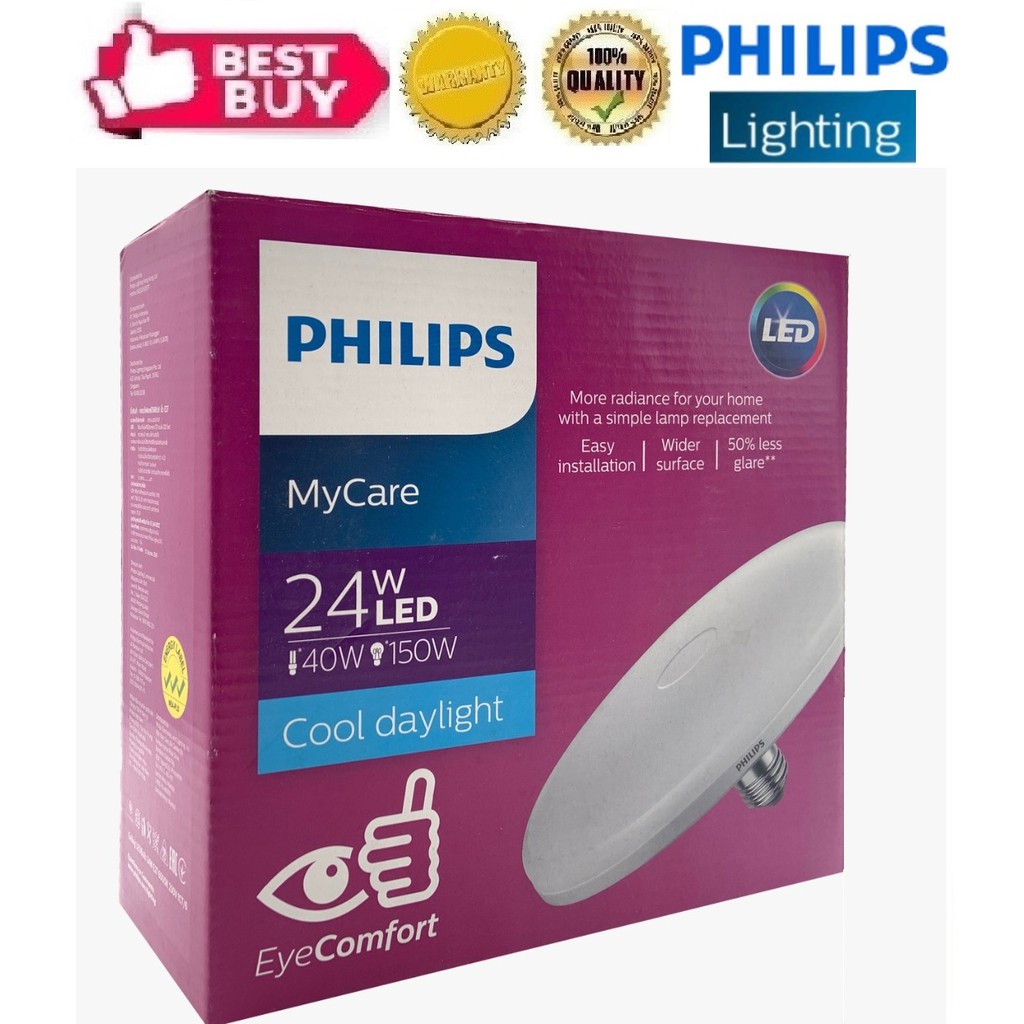 [Philips] - LED Ceiling Bulb (24W) - E27 (6500k Cool Daylight) | Shopee ...