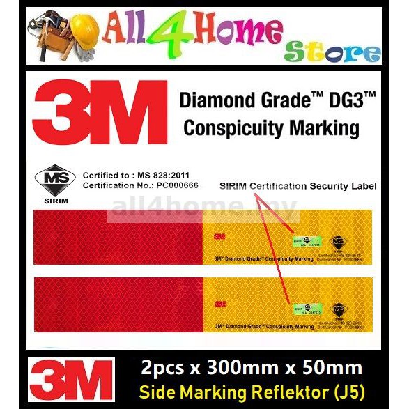 (2pcs) 3M Side Marking Reflector Sticker (JPJ & SIRIM Approved ...