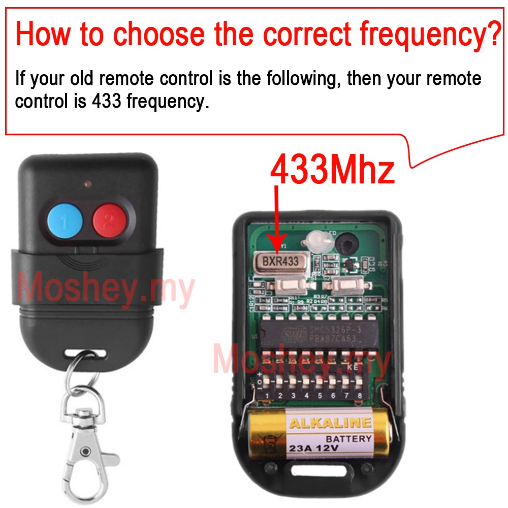 【High quality】330Mhz Auto Gate Remote Control SMC5326 433Mhz 8DIP ...