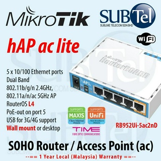 Mikrotik hAP ac lite TC WiFi Router 5 port with POE Dual Band AP Access ...
