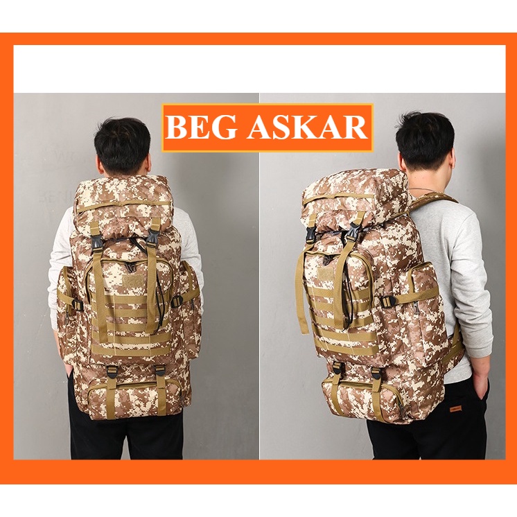 Beg Sandang Pakaian Perkhemahan Askar Besar Kalis Air 80L Military ...