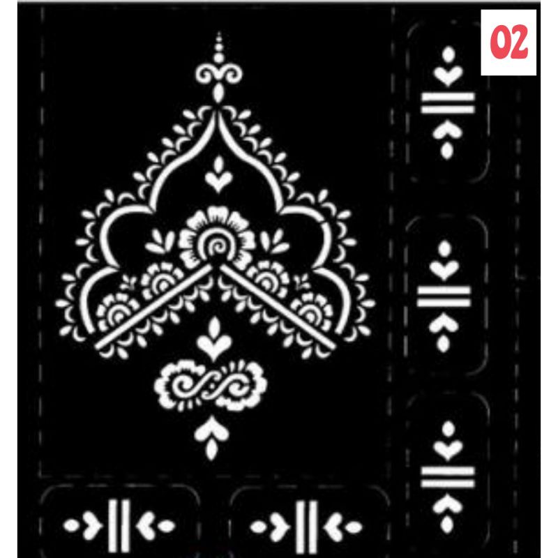 Inai lukis Putih/ Merah reusable, sticker inai 20 design | Shopee Malaysia