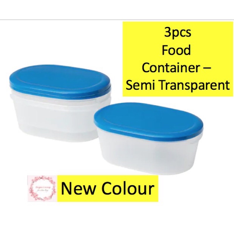 IKEA JAMKA FOOD CONTAINER 3pcs TRANSPARENT WHITE/DARK BLUE 1.2L BEKAS ...
