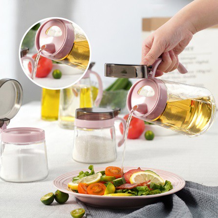 600ml Kitchen Glass Cooking Oil Jar Sauce Bottle Dispenser Botol Minyak ...