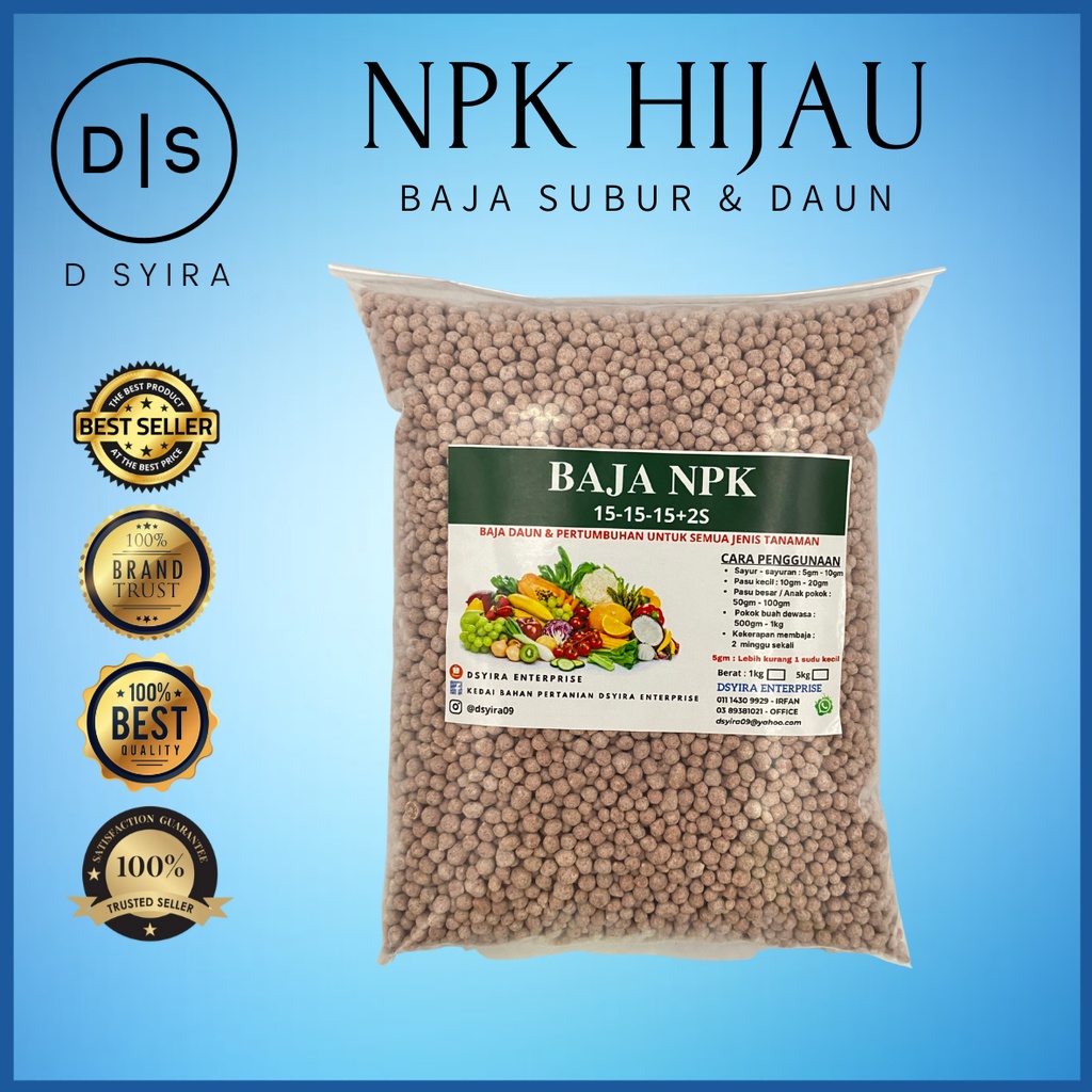 🌱BAJA SUBUR🔥NPK 15-15-15 Nitrophoska Green 1kg🌱Baja Subur🌱Baja Daun🌱 ...