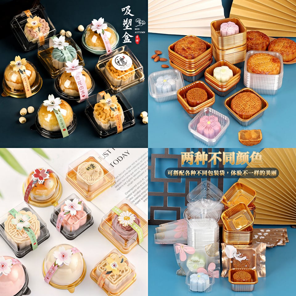 🔥Ready Stock🔥月饼托 50/100pcs Mooncake Packaging Box Transparent Plastic ...
