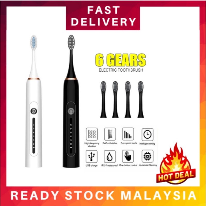 🌟 READY STOCK 🌟The New Six Electric Toothbrush Adult Quick Charge Type ...