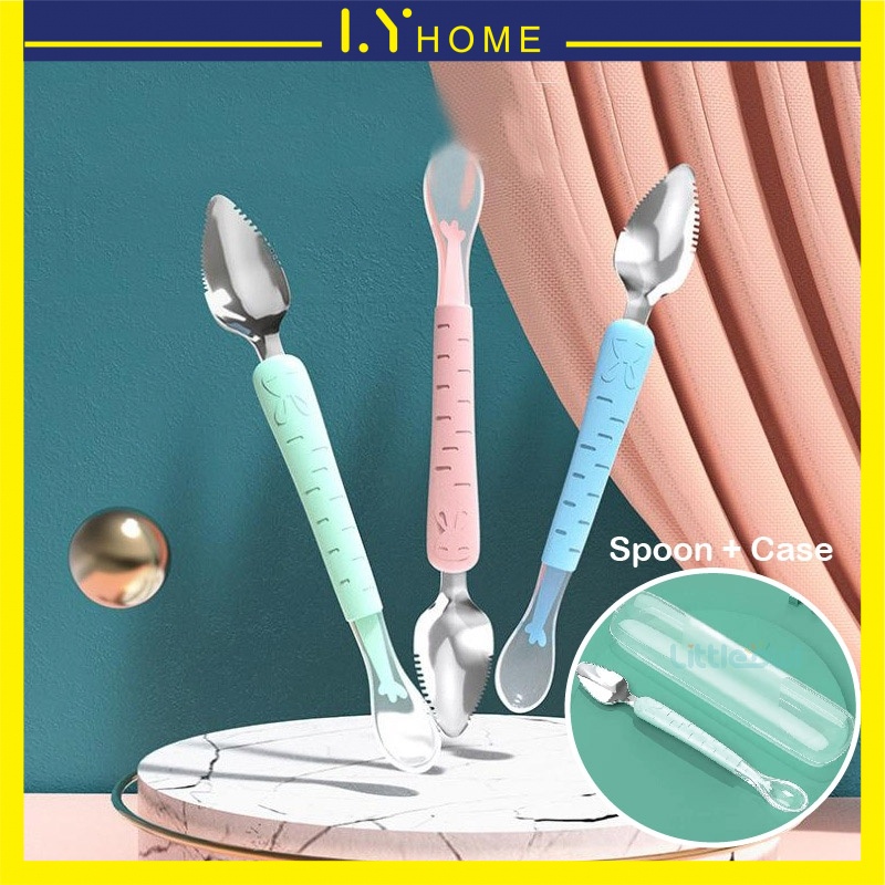 Free Case Double-Headed Stainless Steel Food Scraper Spoon With ...