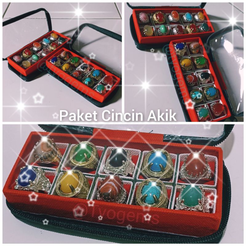 10pcs Chalcedony Stone Rings plus box | Shopee Malaysia