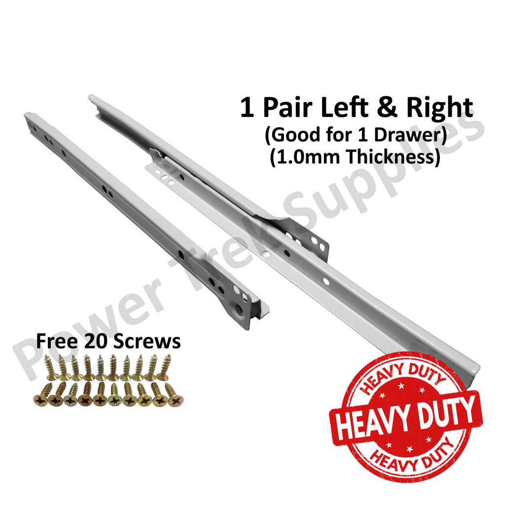 Drawer Runner - Heavy Duty Roller Wheel Slide - 1.0mm Thick - 12” 14 ...