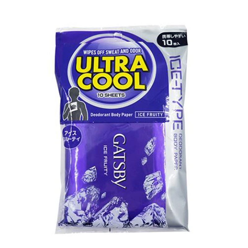 GATSBY Deodorant Body Wipes 10s Large 25x20cm Deodorizing Sheets Sweat ...