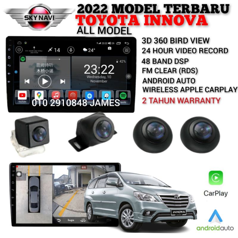 TOYOTA INNOVA 3D 360 BIRD VIEW + 24HOUR VIDEO RECORD + ANDROID PLAYER ...