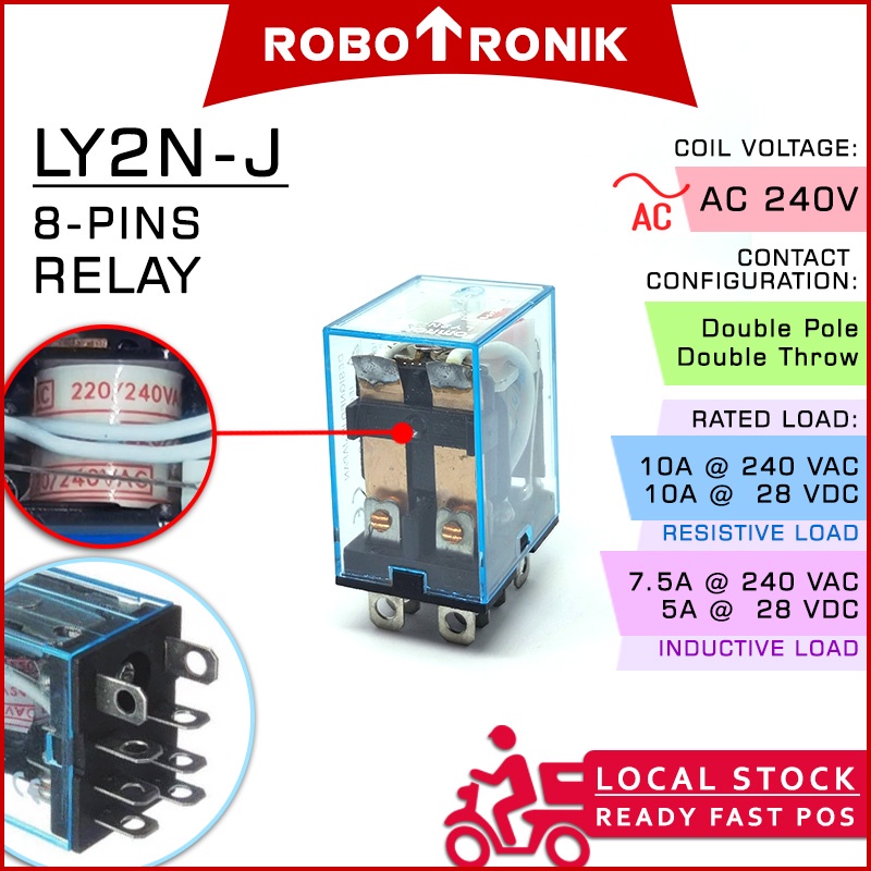 Relay MY2 MY3 MY4 LY2 LY3 LY4 MK2 MK3 (12V 24V 48V 110V 220V 240V) AC DC DPDT 4PDT ...