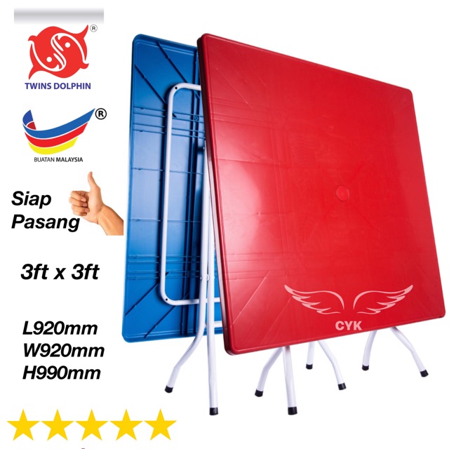 [READY STOCK] Foldable plastic table 3x3’ (biru) | Shopee Malaysia