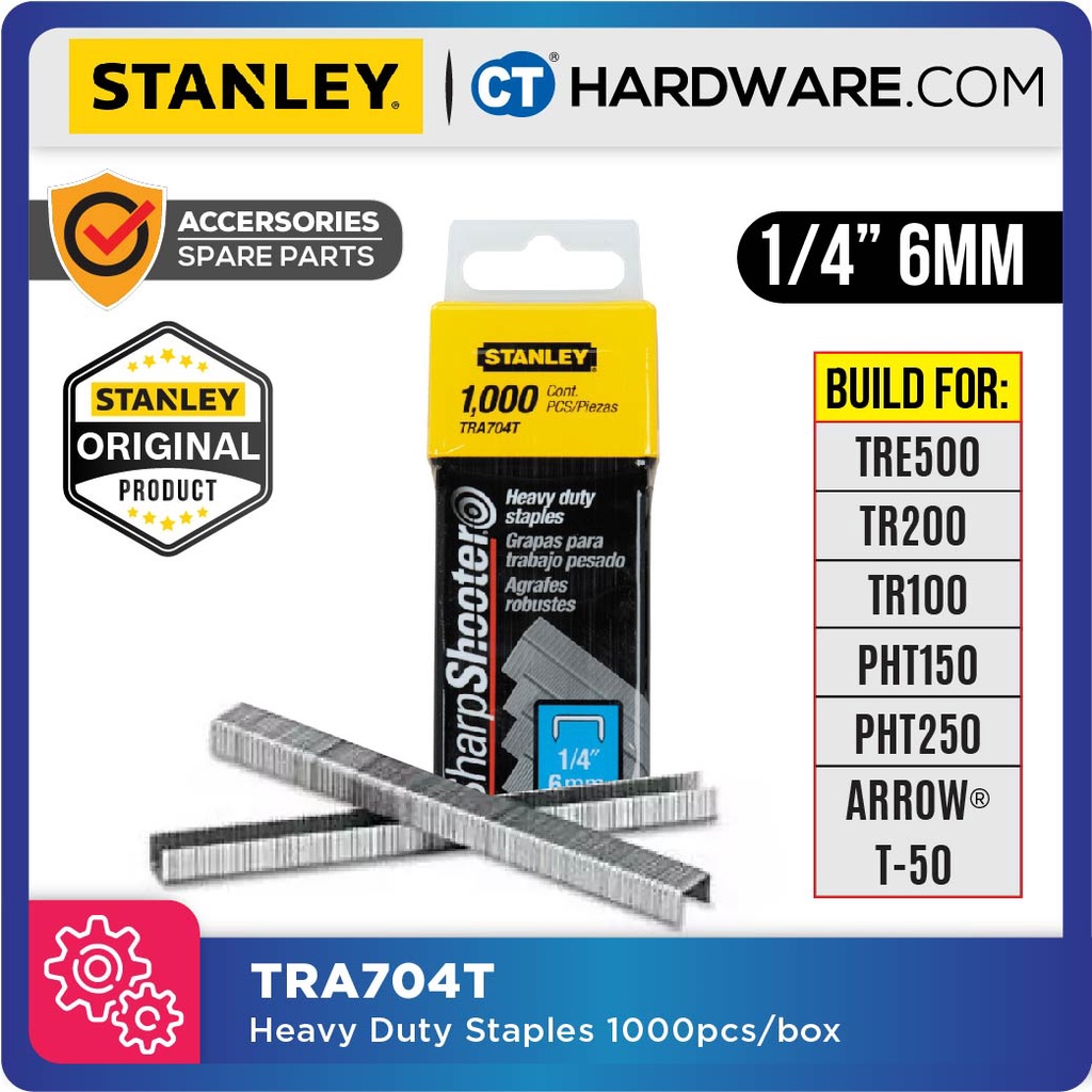 STANLEY TRA704T HEAVY DUTY STAPLES 1/4" (6 mm) - 1PACK [ 1000PCS ...