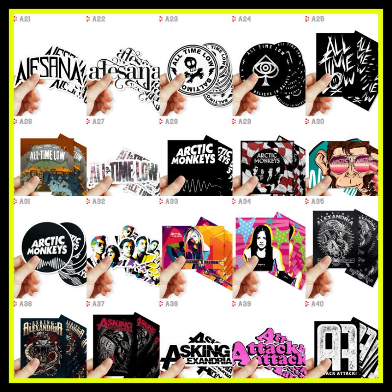 A2 - Waterproof Sticker Band (Alesana, All Time Low, Arctic Monkey ...