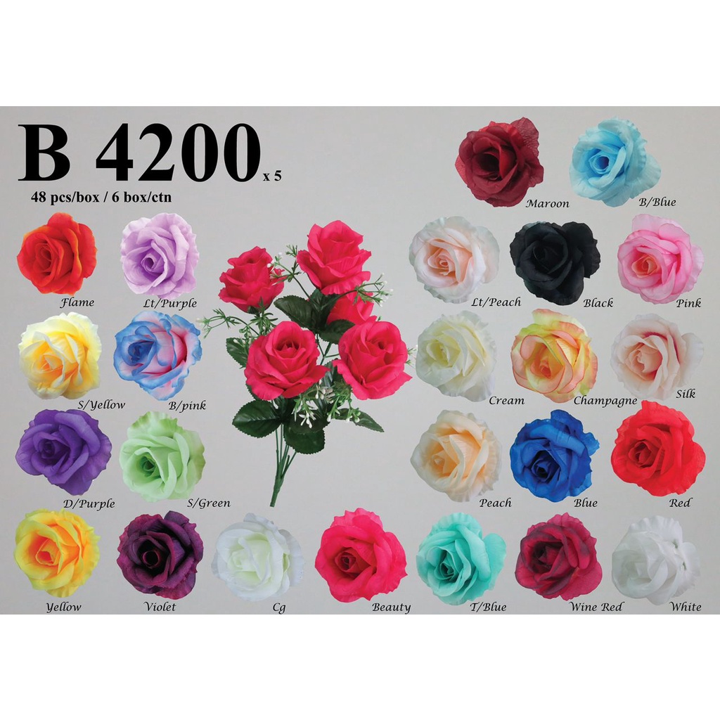 Bunga rose kembang 4200 1jambak 5 kepala rose koleksi1 | Shopee Malaysia