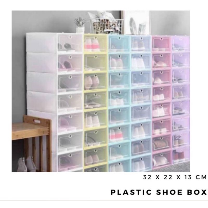 ( SABAH ) Shoes Drawer Storage Box Rak Kasut Stacking Box Transparent ...