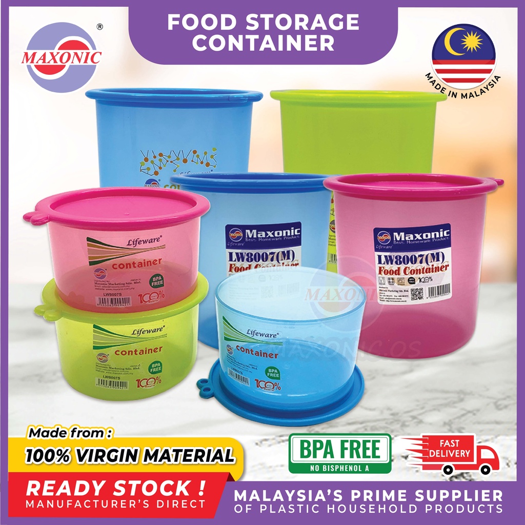 MAXONIC LIFEWARE 0.4/0.9/1.2L ROUND AIRTIGHT MINI PLASTIC FOOD ...