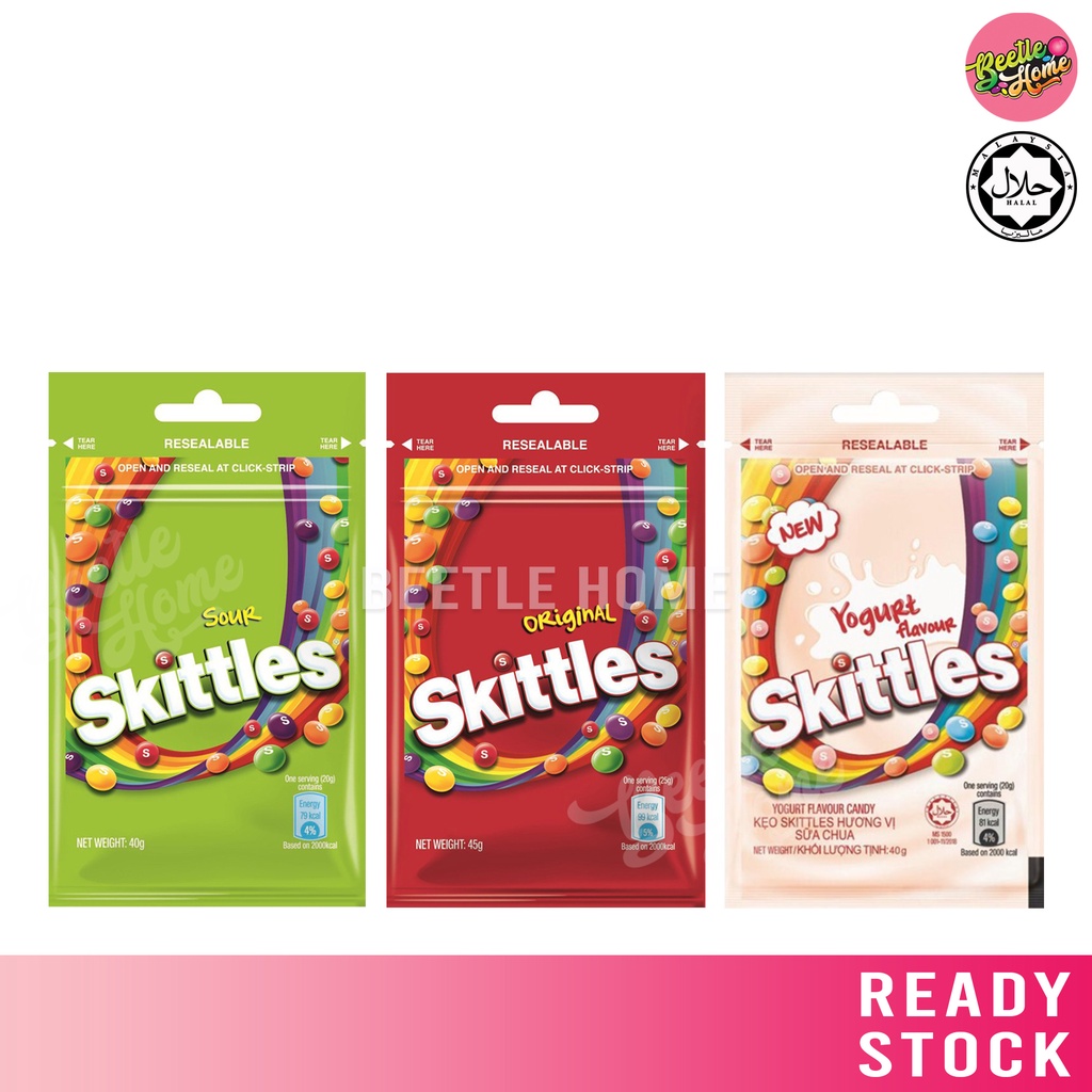 Skittles Sour / Original Fruit Candy Snack / Yogurt Flavour 40g / 45g ...