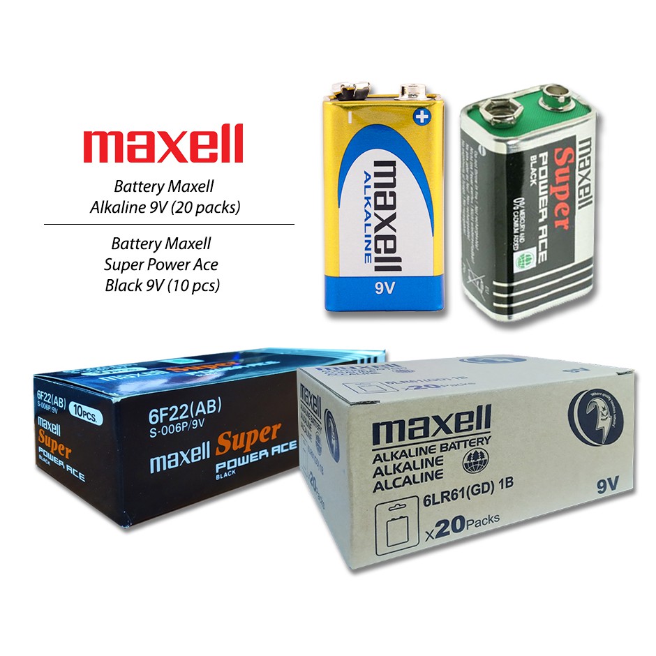 Original Maxell Super Power Ace 9V(1Box-10pcs)/Maxell Alkaline 9V(1Box ...