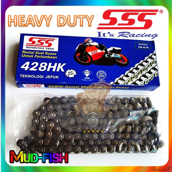 RANTAI SSS 428 HK HEAVY DUTY DRIVE CHAIN 122L 128L 132L (BLACK ...