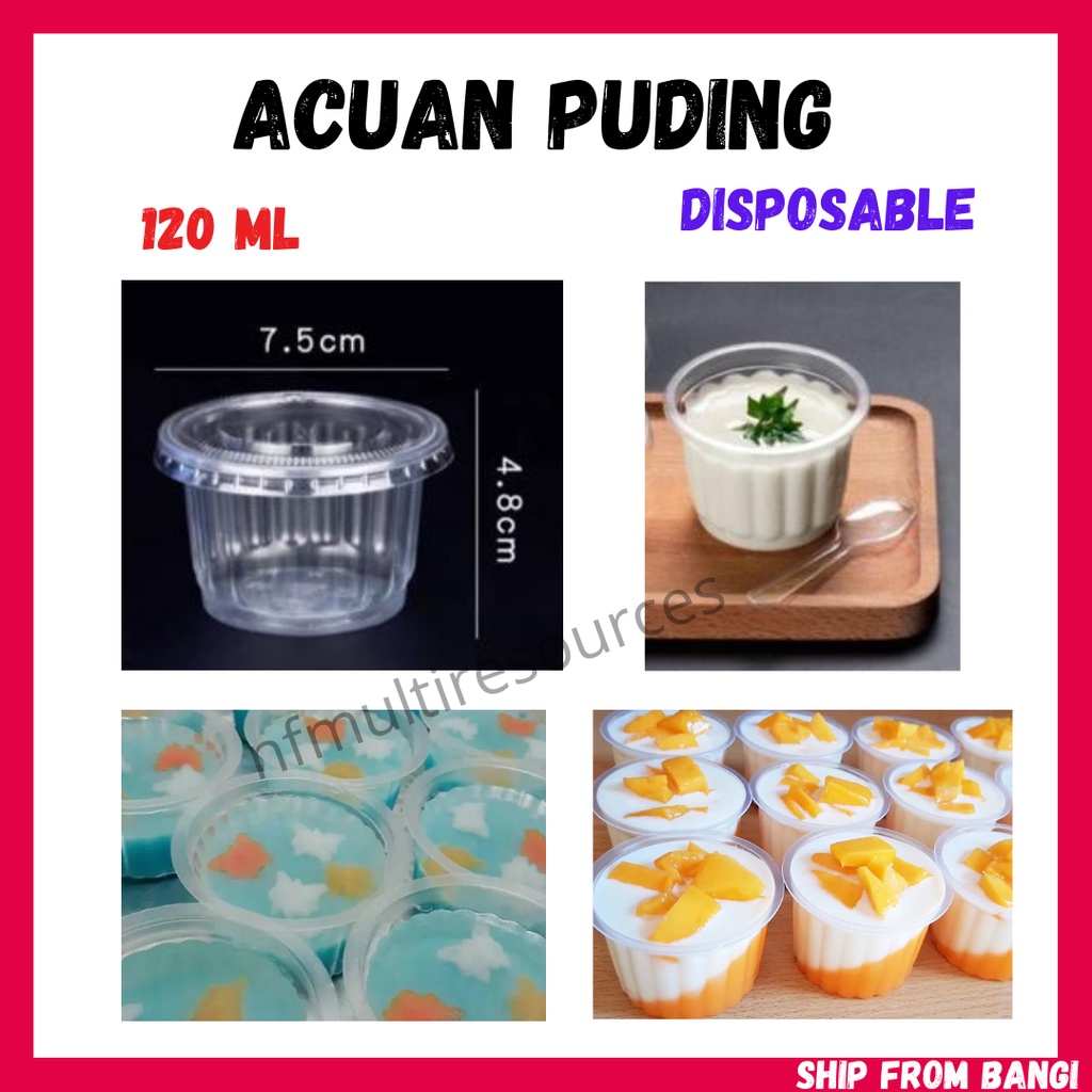 Acuan Puding Disposable Pudding Cup + Lid Jelly Bekas Agar Agar Bertutup Mousse Jelly Plastik ...