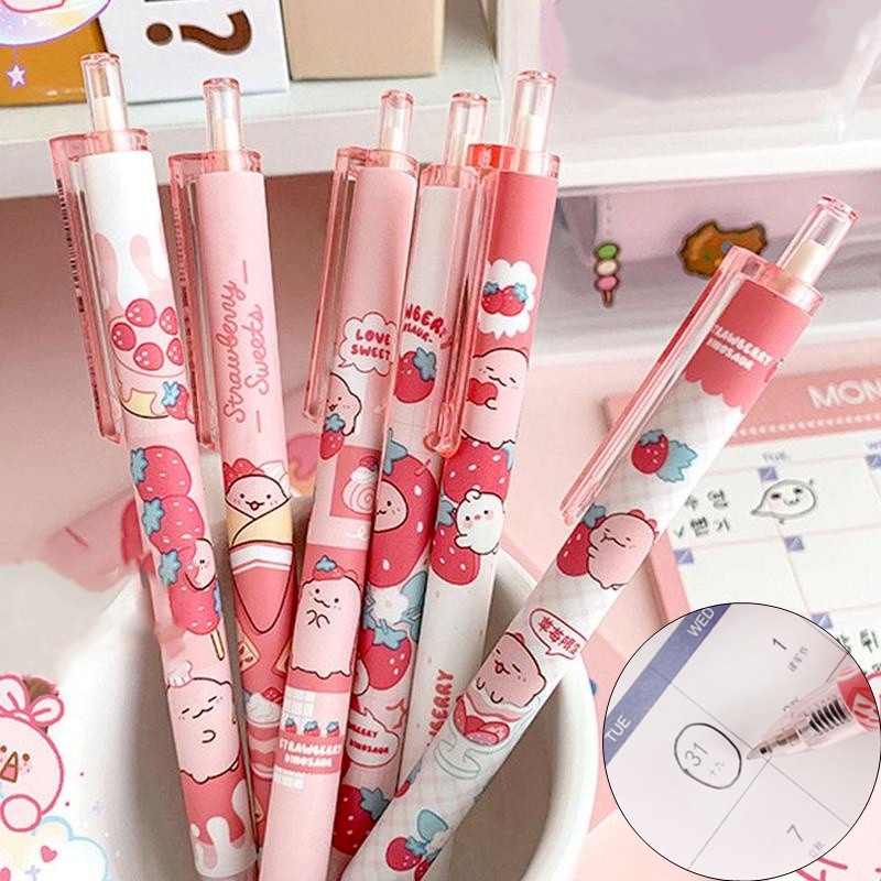Cute Pink Little Dinosaur Press Pen 0.5 Black Gel Pens School Office ...