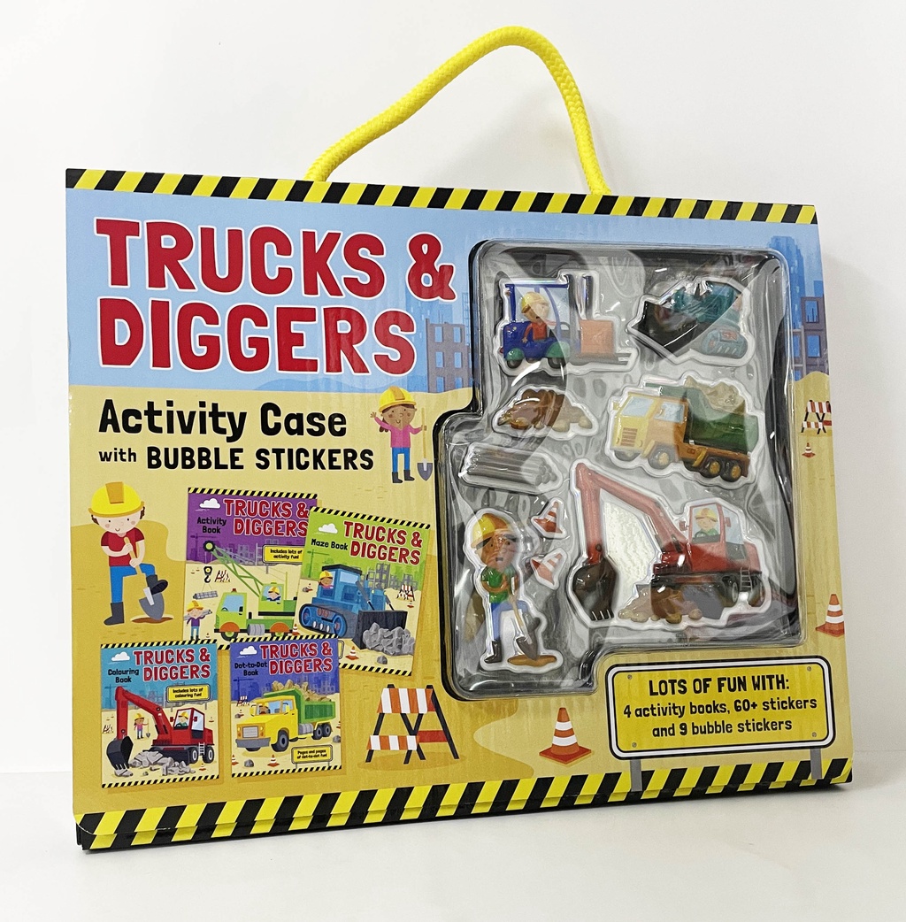 Trucks & Diggers Book Gift Set Construction Vehicles For Kids with 4 ...