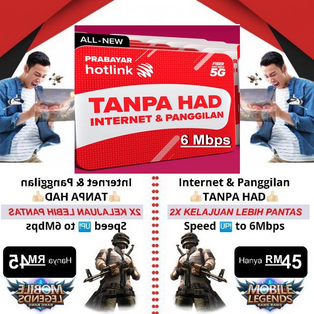 💯HOTLINK💯6mbps💯SIMKAD HOTLINK UNLIMITED DATA AND CALL PLAN RM50 maxis ...