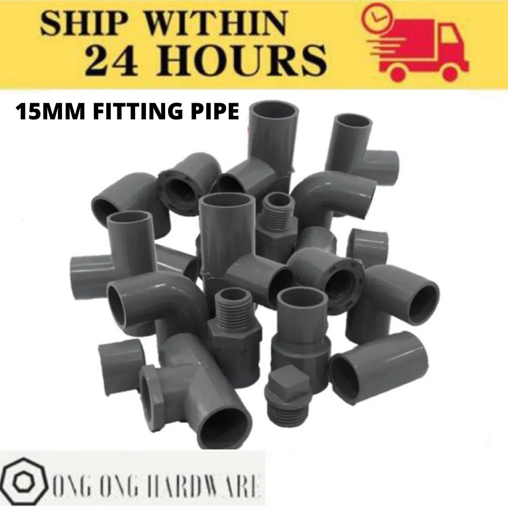 PVC Fitting 1/2" 15mm Tee Plug Elbow Tank connector End Cap Valve Socket PT Elbow Grey Pipe ...