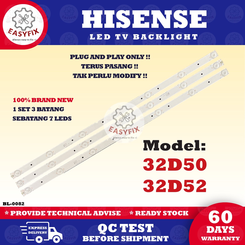 32D50 / 32D52 HISENSE 32 INCH LED TV BACKLIGHT ( LAMPU TV ) 32" LED ...