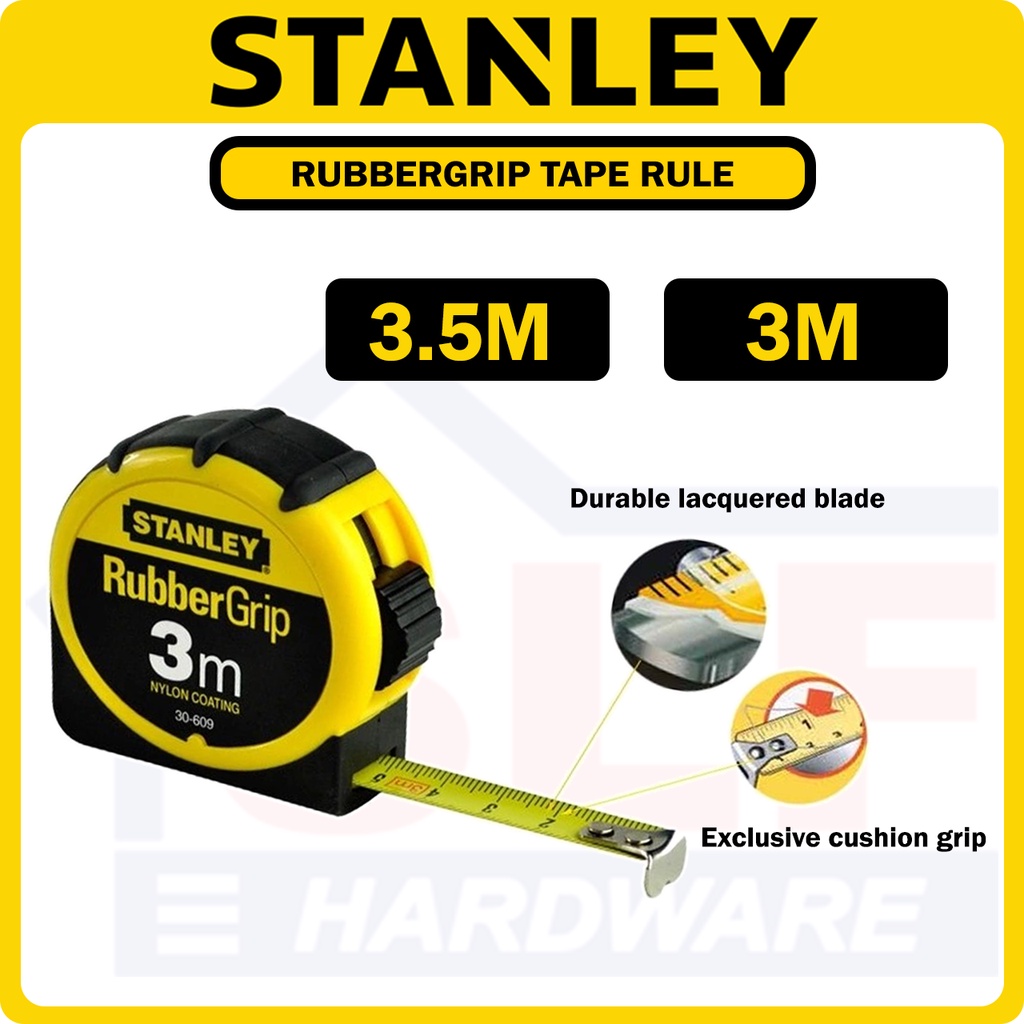 STANLEY 30-608L 3M 30-611L 3.5M Lacquer Rubbergrip Tape Rule Measuring Tape with Nylon Coating ...