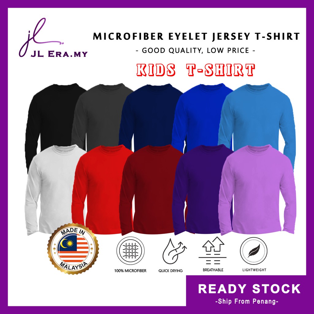 KIDS Microfiber Eyelet Jersey T-shirt | Round Neck | Long Sleeve ...