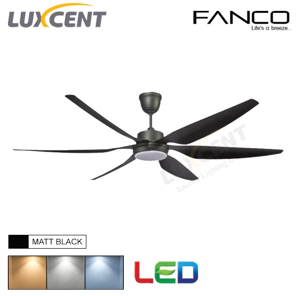 Elmark 666B / FANCO Spino 56/66 Inches LED Light 6 Blade Remote Control ...